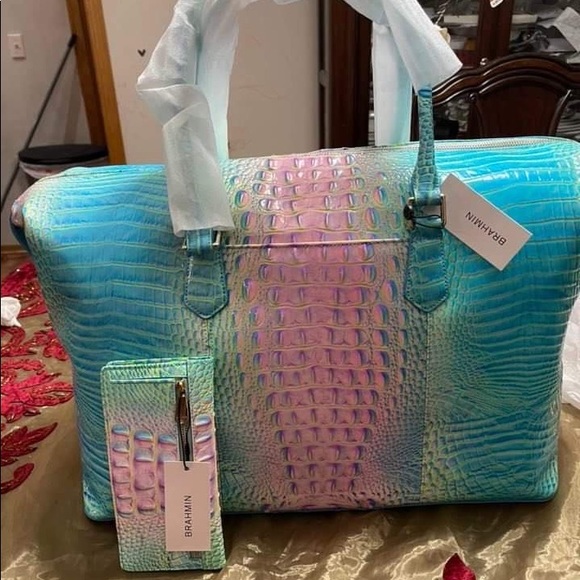 Brahmin | Bags | Brahmin Weekender Cotton Candy And Matching Wallet ...